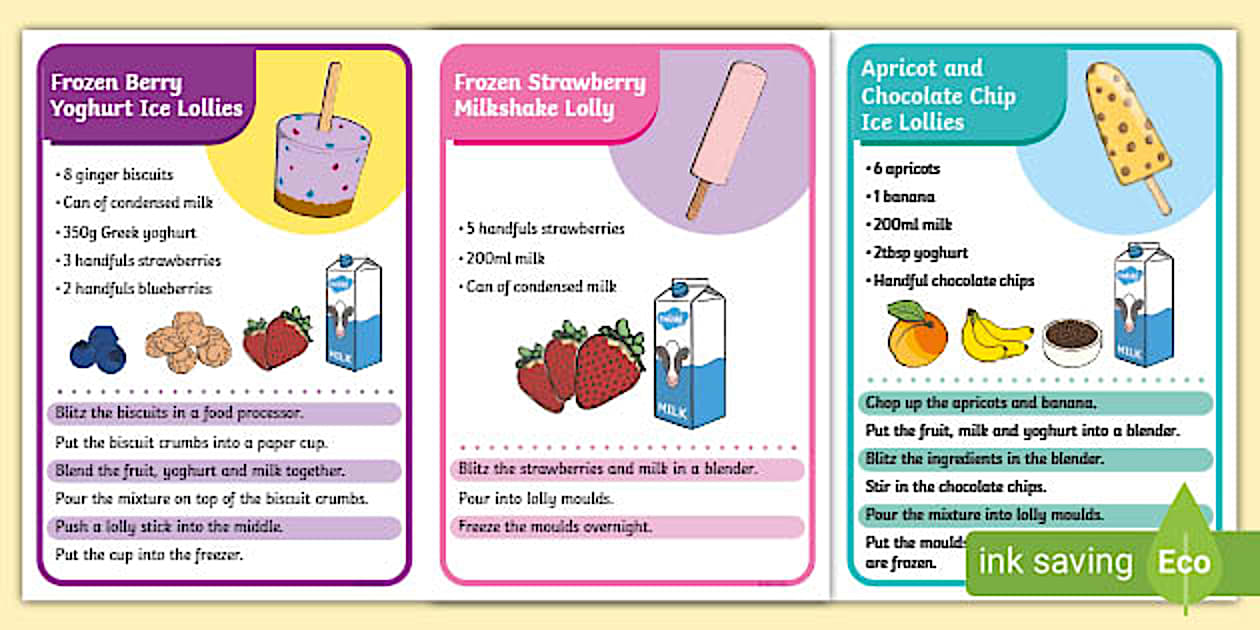 EYFS Summer Ice Lollies Recipes Pack (teacher made) - Twinkl