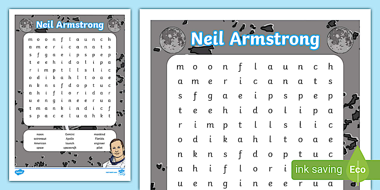 Neil Armstrong Word Search (teacher made) - Twinkl