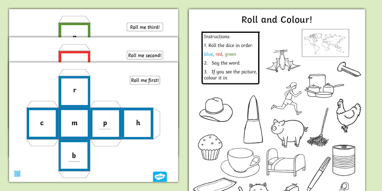 CVC Words Roll and Colour Activity