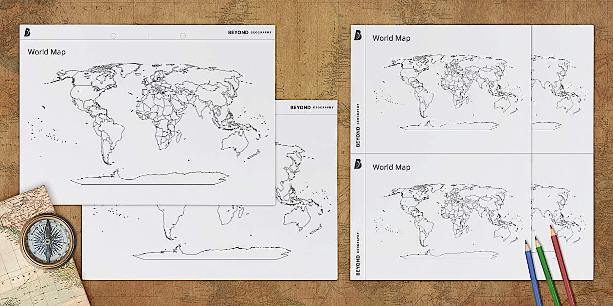 Blank World Map Worksheets (teacher made) - Twinkl