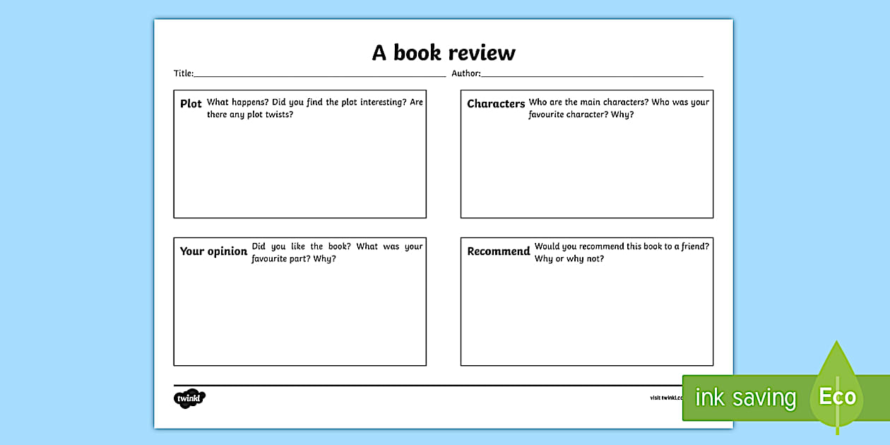 Editable Book Review Writing Template (teacher made)