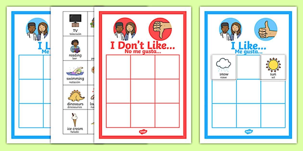 Editable All About Me 'I like' and 'I don't like' Sorting Activity