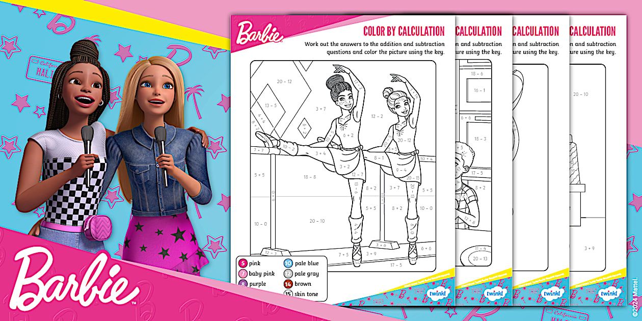 Barbie: Color by Addition and Subtraction Worksheets