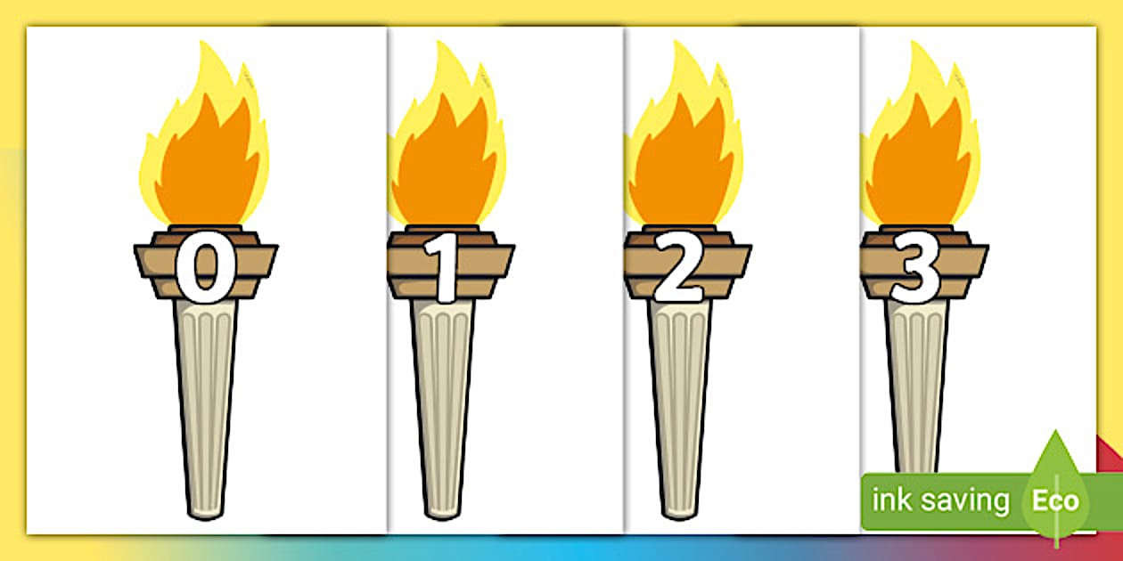 Numbers 0-50 on Torches (professor feito) - Twinkl