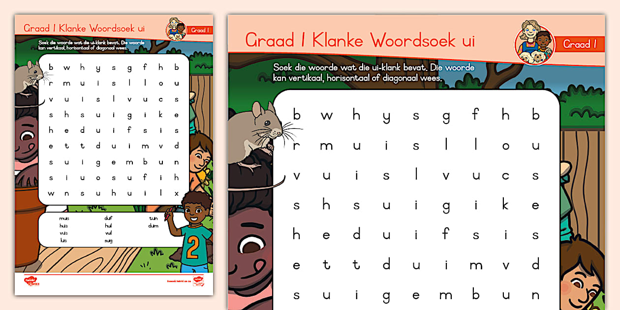 Graad 1 Klanke Woordsoek ui (Teacher-Made) - Twinkl