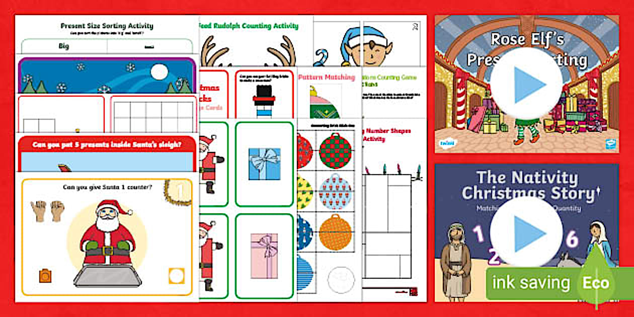 👉 EYFS Nursery Maths Activity Packs: Christmas - Twinkl