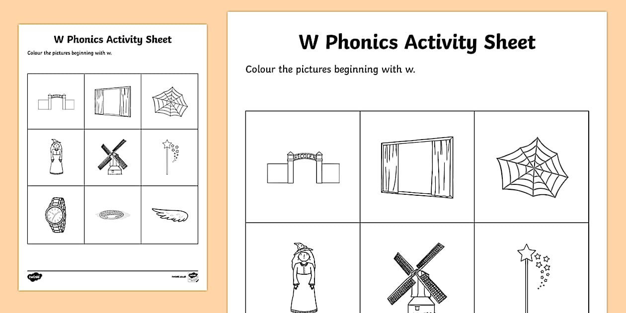 w Phonics Colouring Worksheet / Worksheet