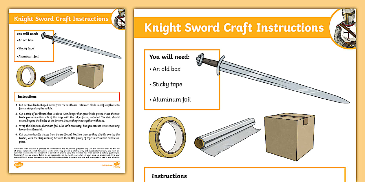 Knight Sword Craft Instructions (teacher made) - Twinkl