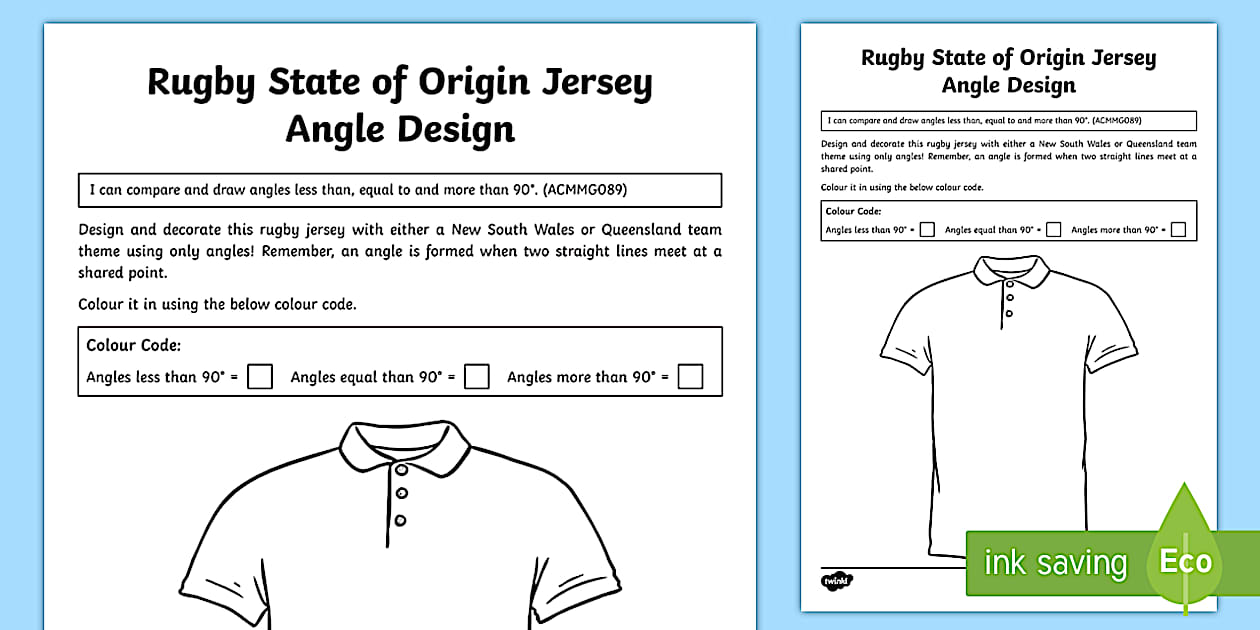 State of Origin Jersey Angle Design Worksheet (teacher made)