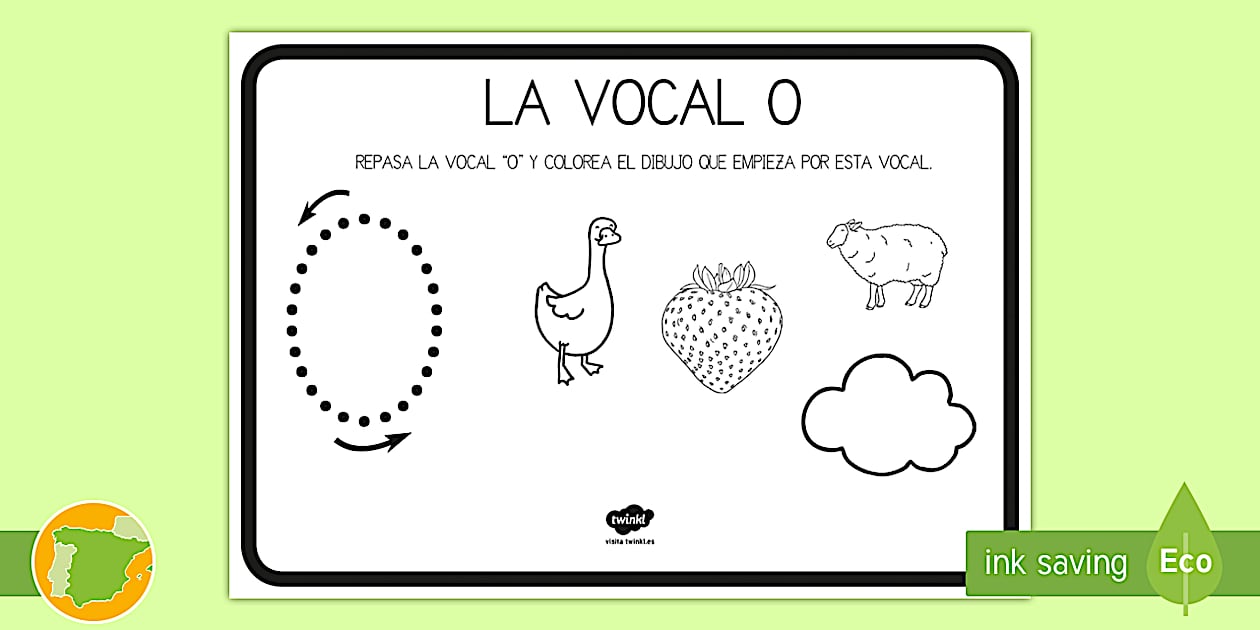 Ficha de actividad: Traza la vocal o y colorea - Twinkl