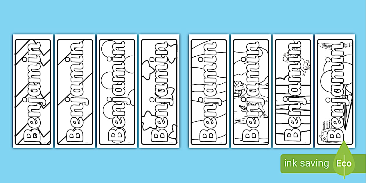 Benjamin Name Simple Colouring Bookmarks | Twinkl | KS1