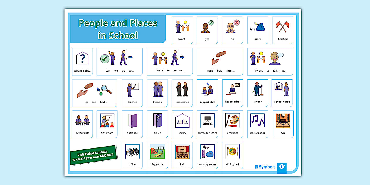 Twinkl Symbols: Older Learners: People and Places in School