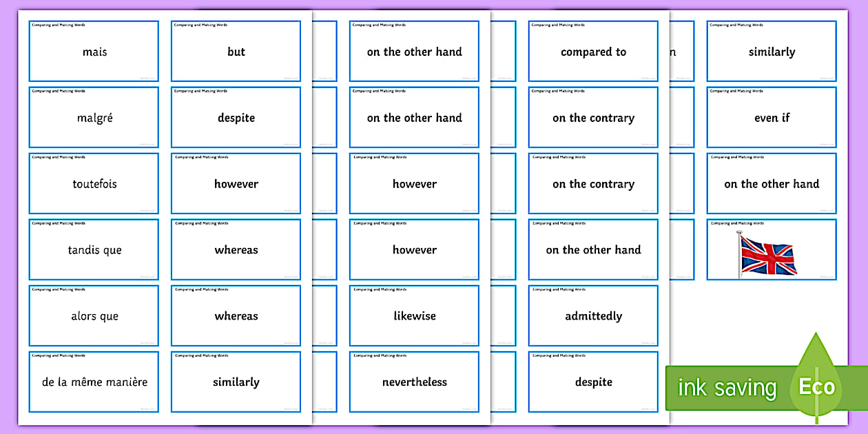 Comparing and Contrasting Matching Cards French - Twinkl