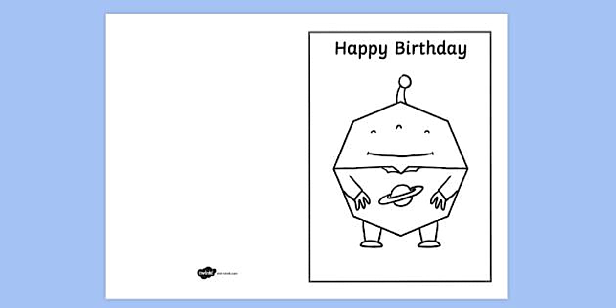 Octagon Alien-Themed Birthday Card Colouring Activity