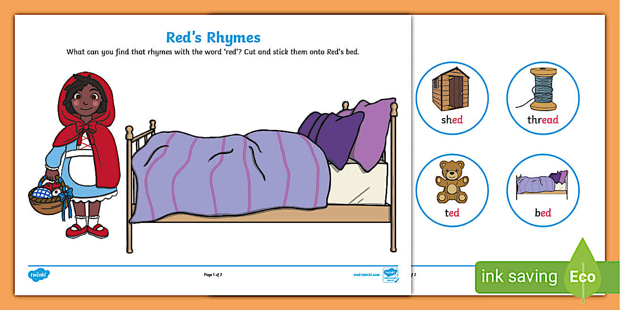 Red's Rhymes Worksheet / Worksheet Pack (teacher made)