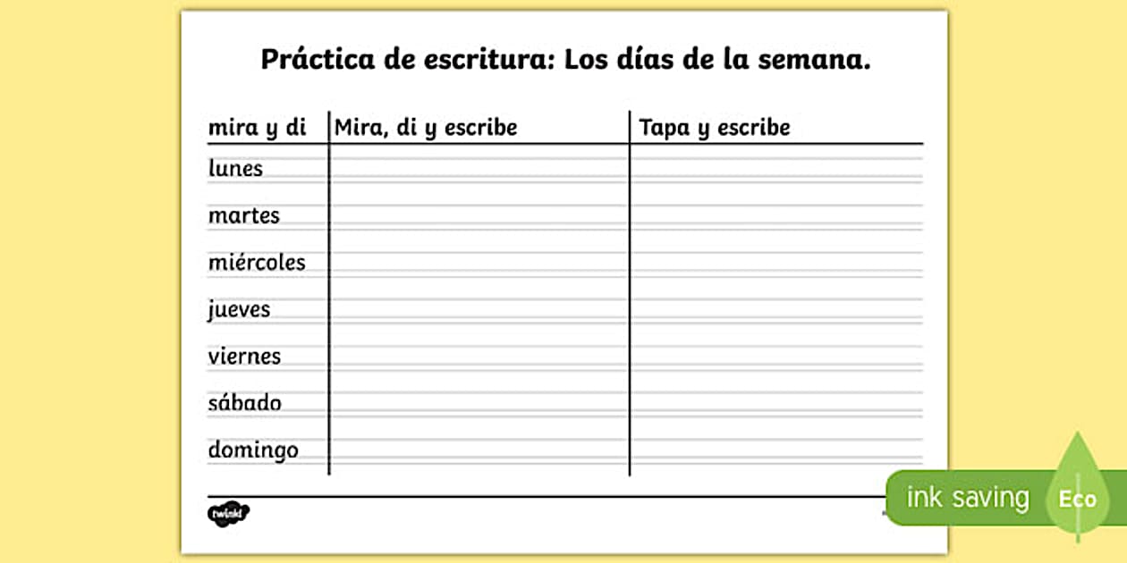 Ficha: Días de la semana (teacher made) - Twinkl