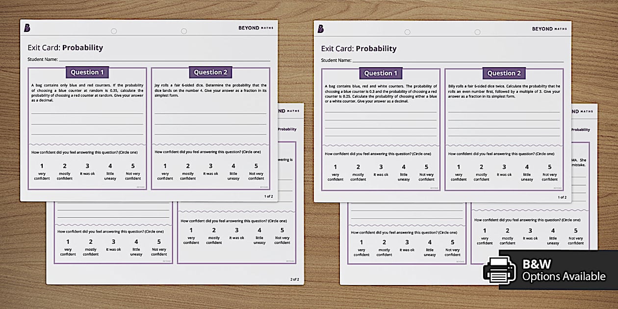 Exit Card: Probability (teacher made) - Twinkl