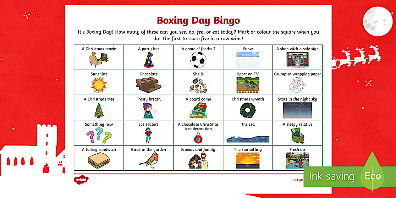 Boxing Day Bingo Worksheet / Worksheet (teacher made)