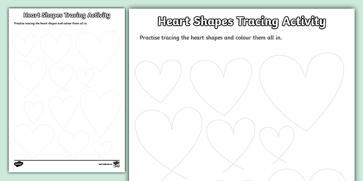 Valentine's Day Heart Shapes Tracing Activity - Twinkl