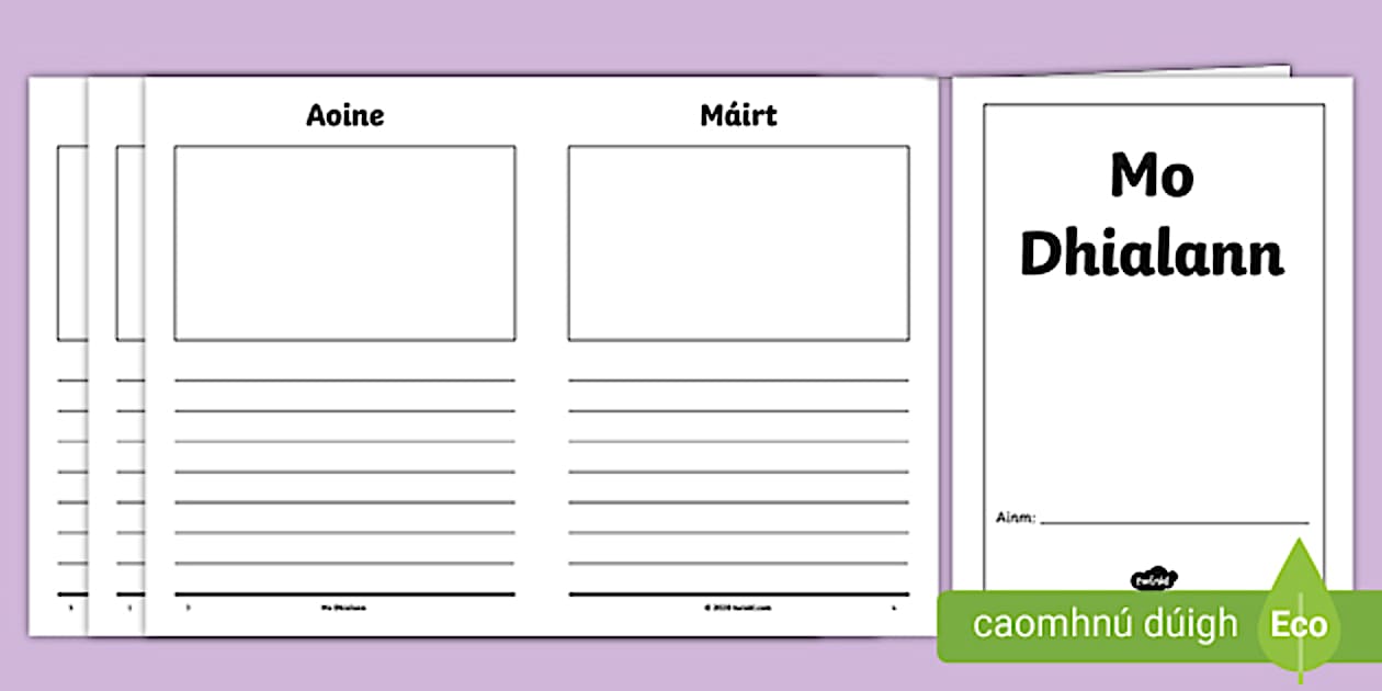 5 Day Diary Writing Frame Gaeilge (Teacher-Made) - Twinkl