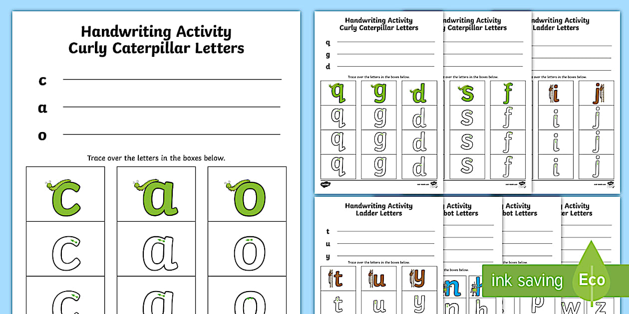Cursive Letter Formation Families Handwriting Worksheets