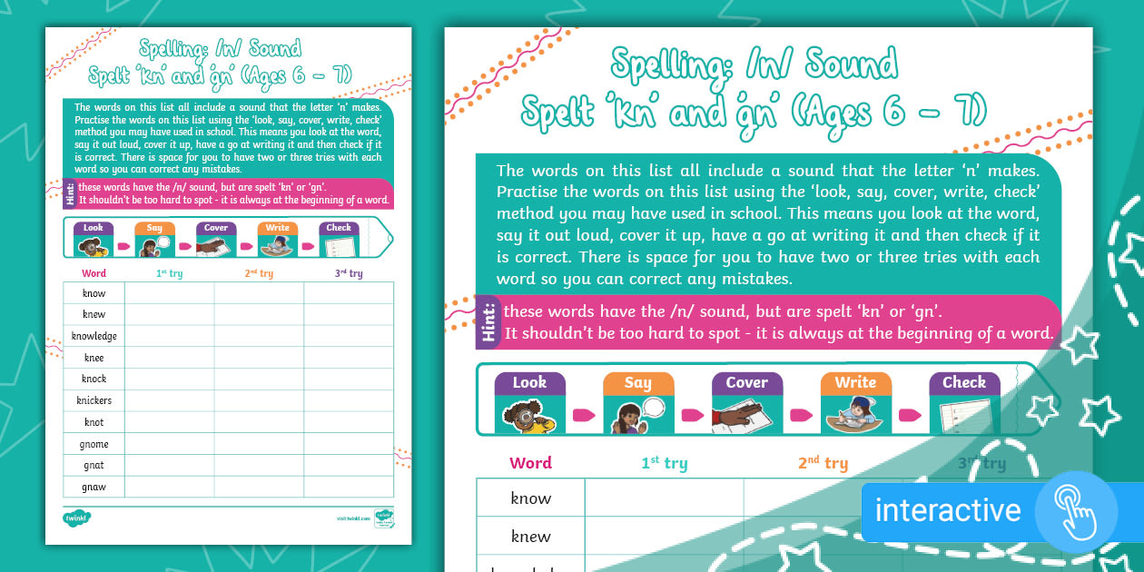 Spelling: /n/ Sound Spelt 'kn' and 'gn' (Ages 6 - 7)