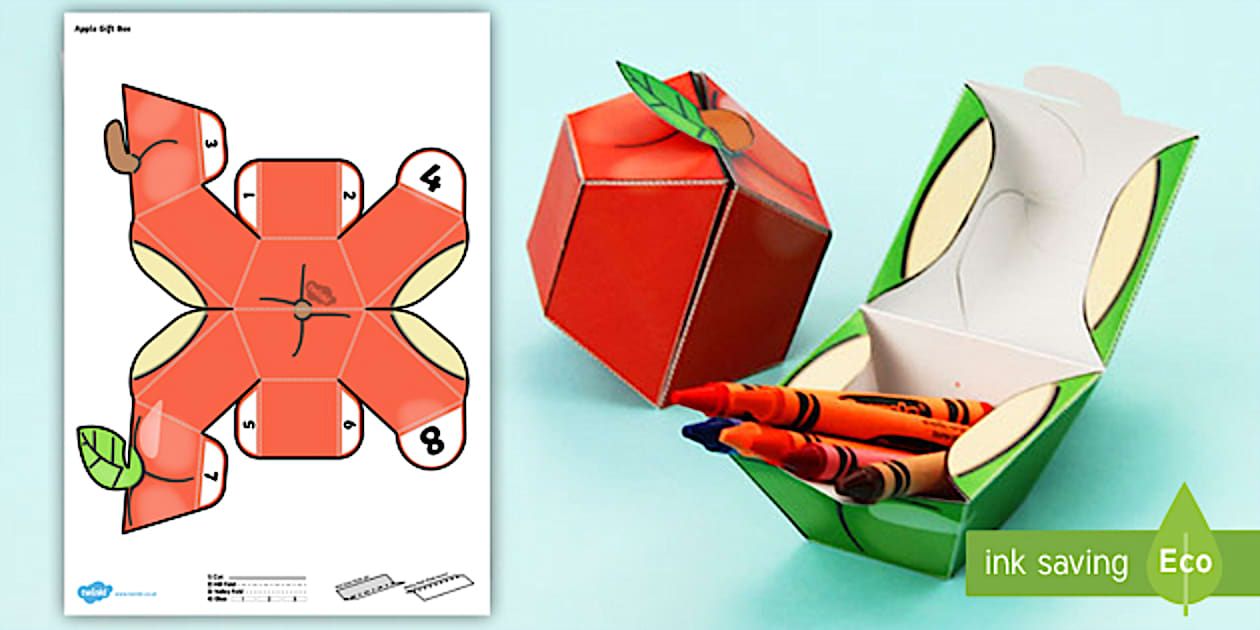 Apple Gift Box Paper Model (teacher made) - Twinkl