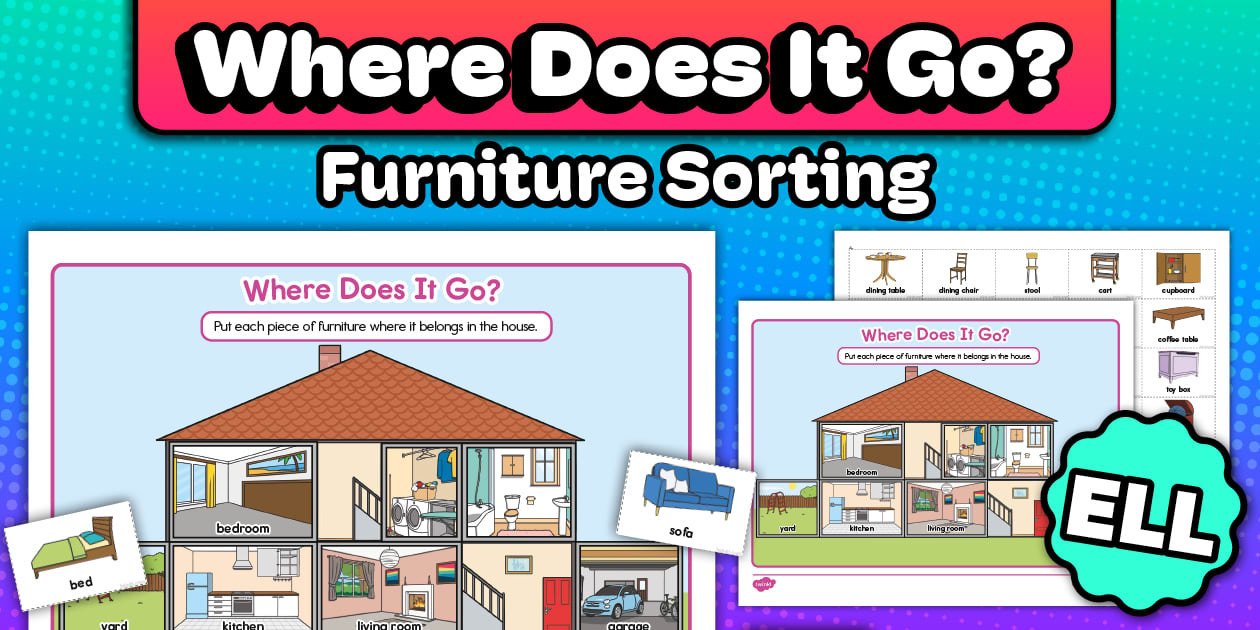 Furniture in the House Sorting Activity for ELL