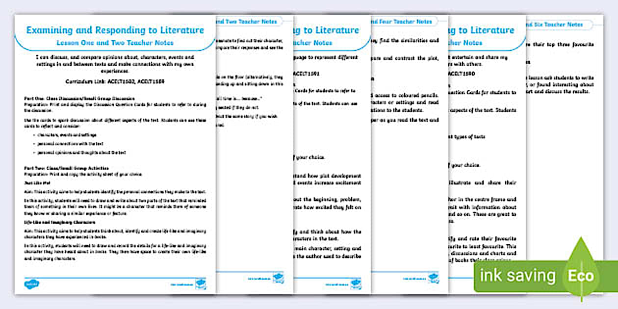 Year 1-2 Examining and Responding to Fiction Text Pack