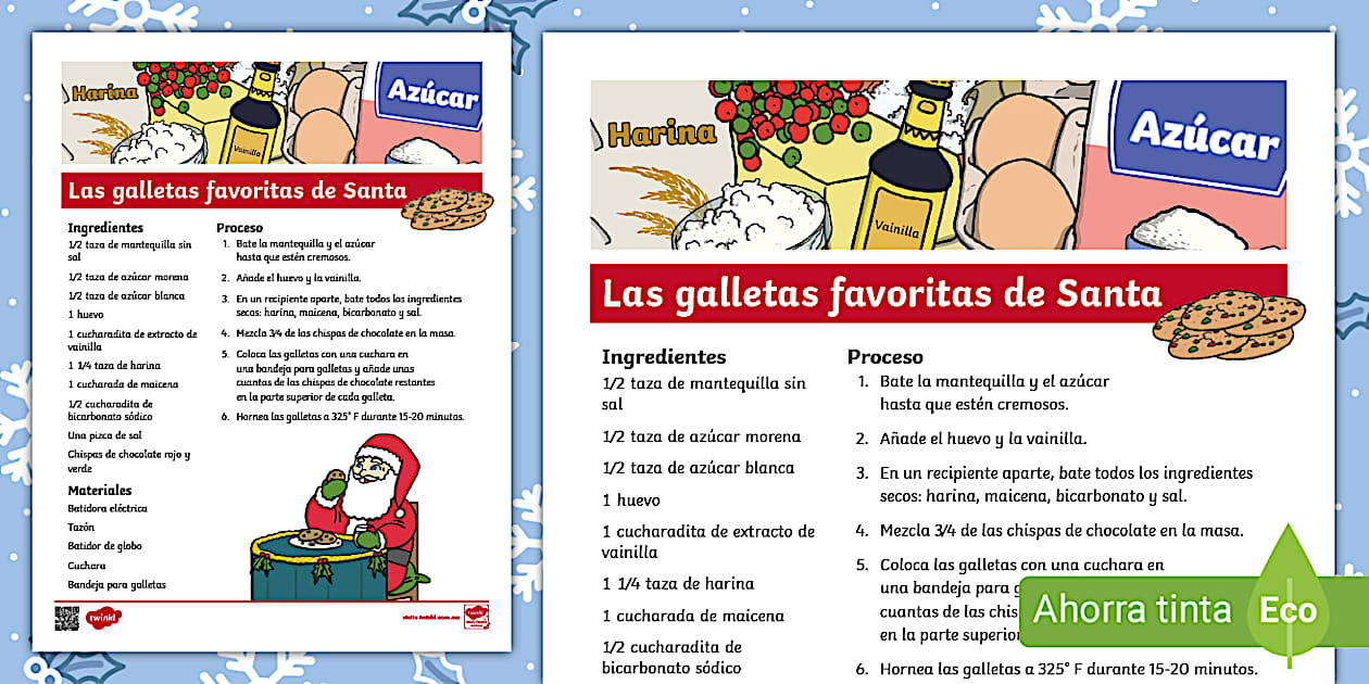 Receta: Galletas favoritas de Santa (Teacher-Made) - Twinkl