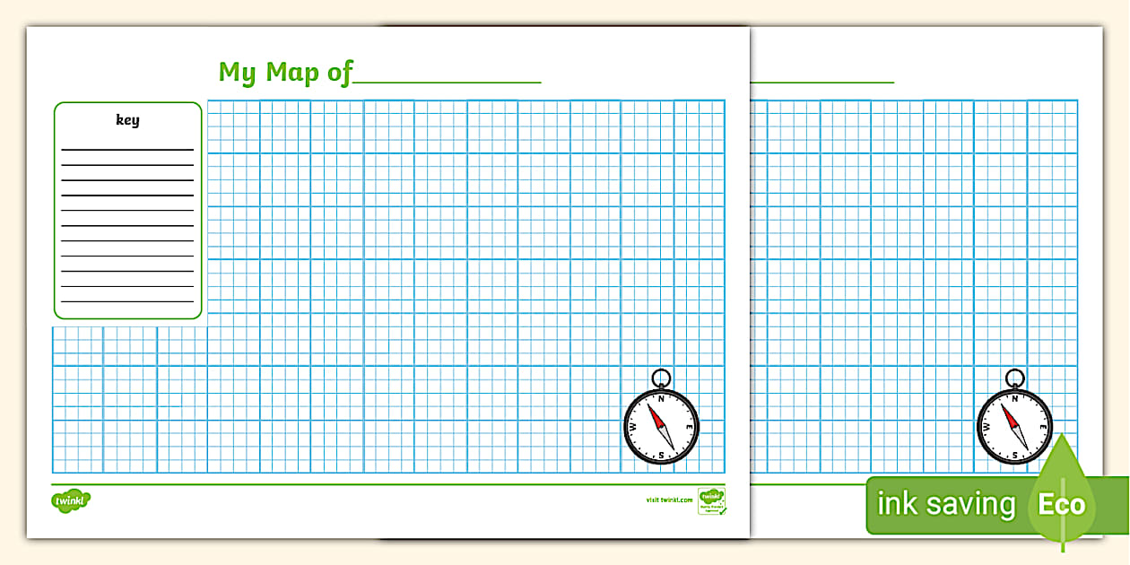 Blank Map and Key Template,map making (teacher made)