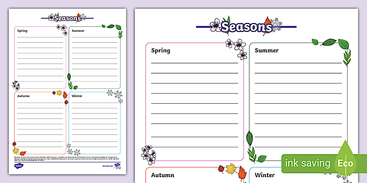 Seasons Fact File Template (teacher made) - Twinkl