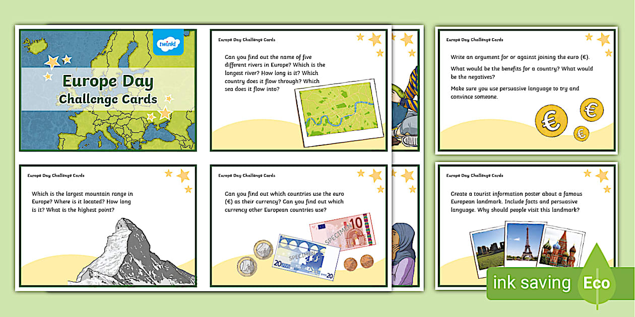 👉 Europe Day Challenge Cards - KS2 resource - Twinkl