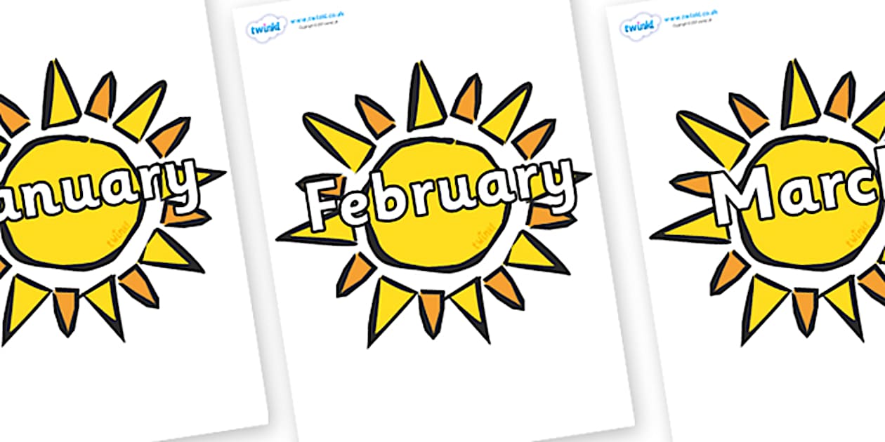 Months of the Year on The Sun (teacher made) - Twinkl