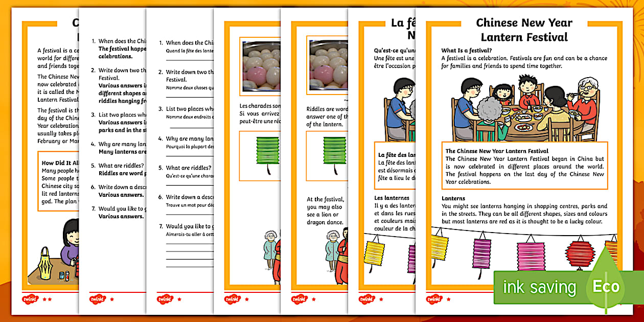 Chinese New Year Lantern Festival Differentiated Reading Comprehension