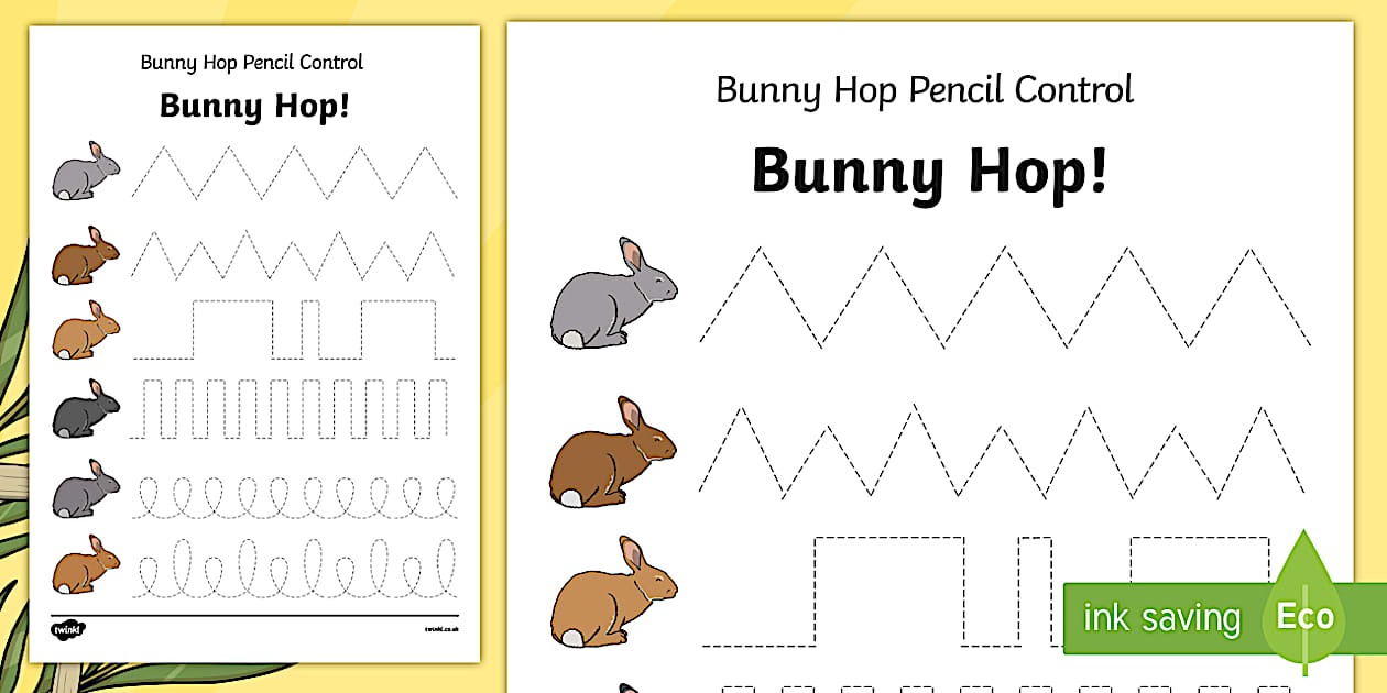 Bunny Hop Pencil Control Worksheets | Twinkl Resource