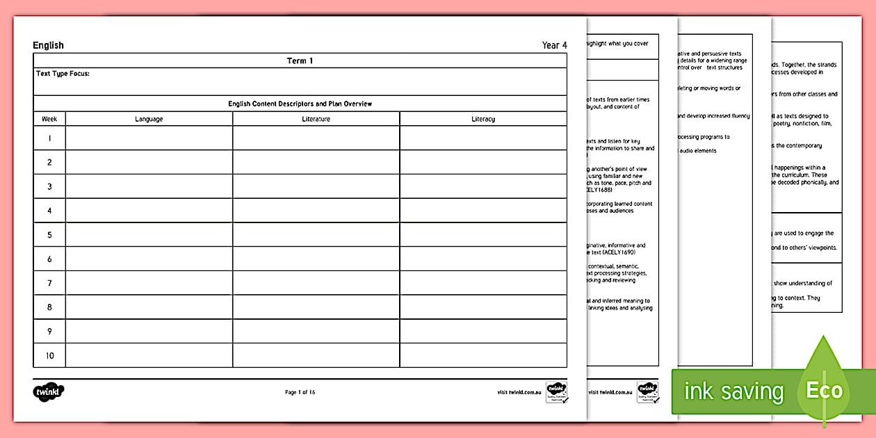 Year 4 English Sequence of Learning Overview (teacher made)