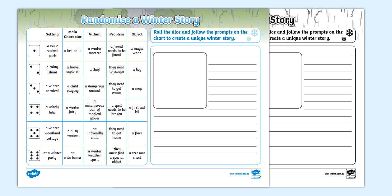 Randomise a Winter Story Writing Template (teacher made)