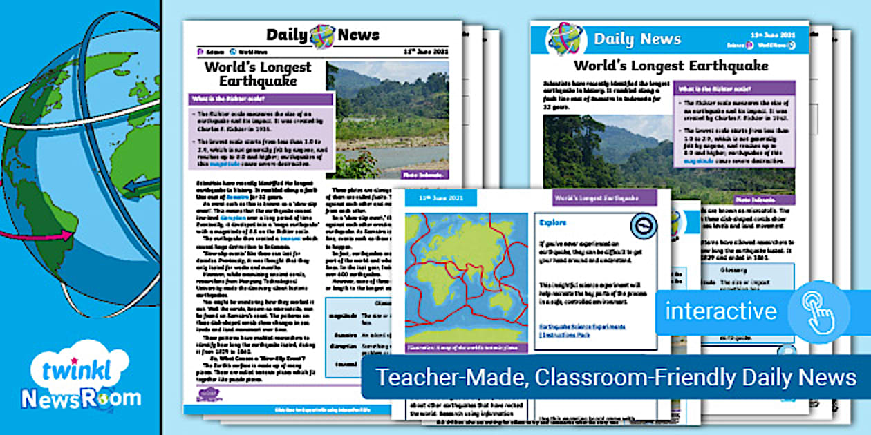 Earthquake Reading Comprehension | Twinkl NewsRoom - Twinkl