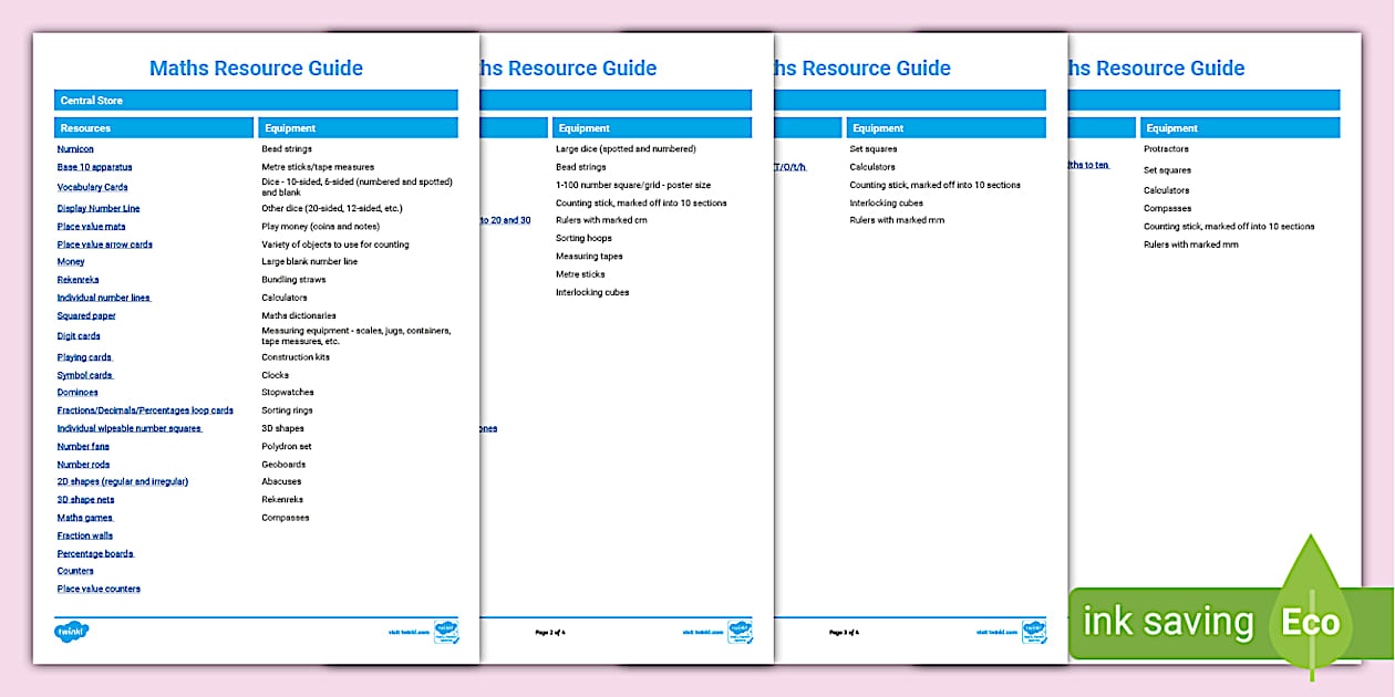 👉 Maths Resource Checklist (teacher made) - Twinkl