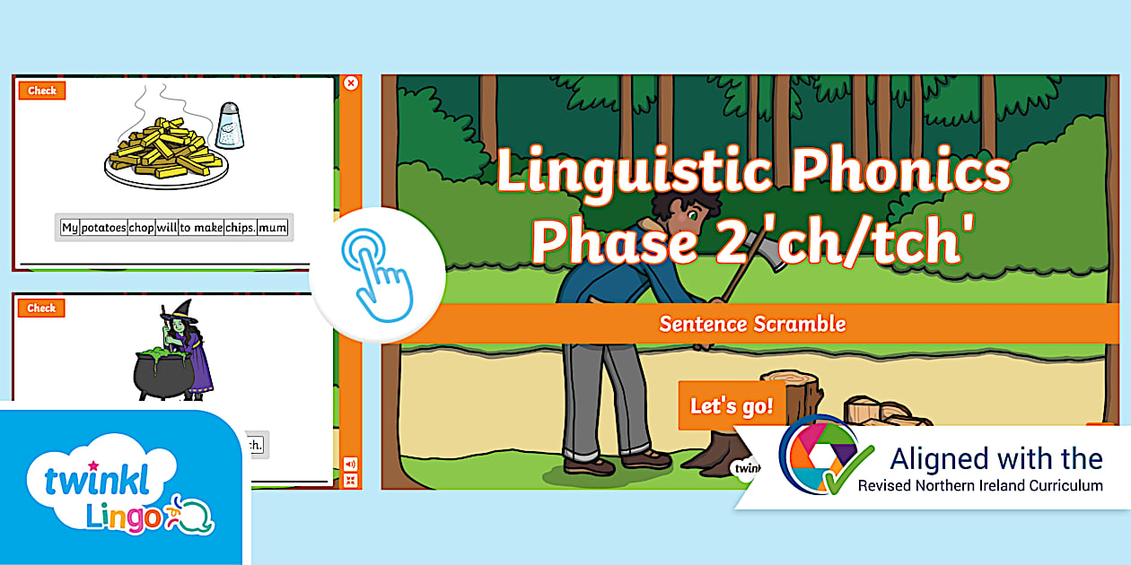 Linguistic Phonics Phase 2 'ch/tch' Sentence Scramble