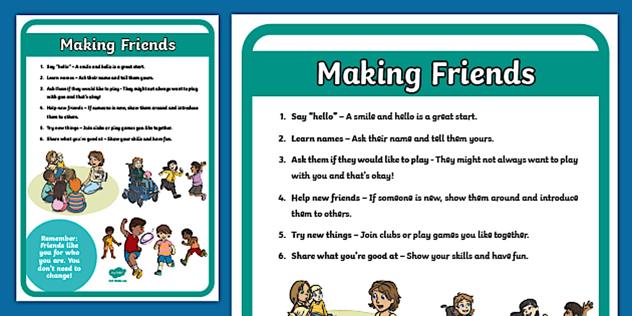 Making Friends Display Poster (teacher made) - Twinkl