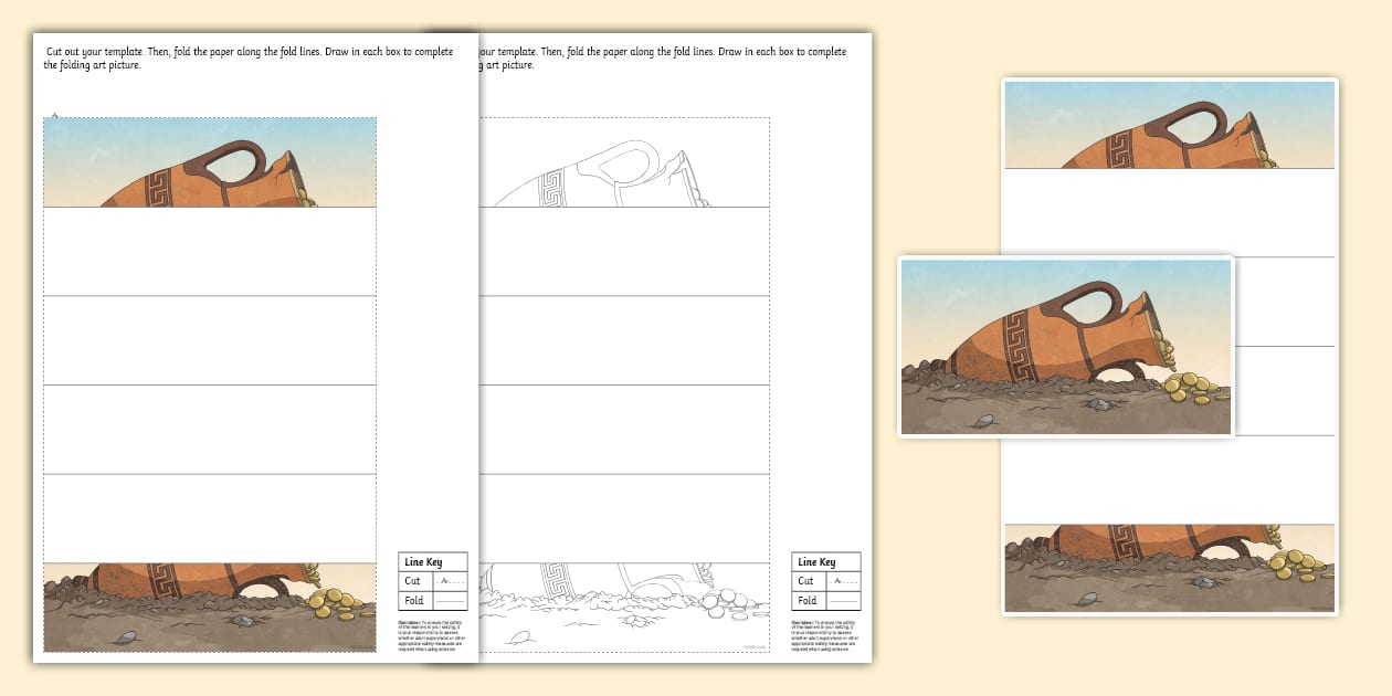 Greek Vase Folding Art Template (teacher made) - Twinkl