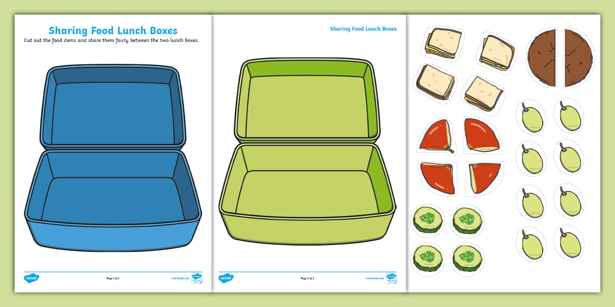 Sharing Food Lunch Boxes Cut and Stick Activity - Twinkl