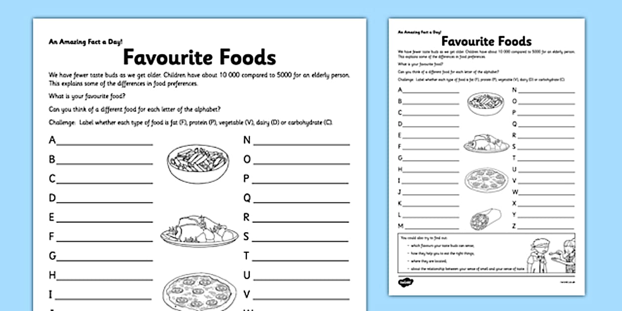 Favorite Foods Worksheet / Worksheet (Teacher-Made) - Twinkl