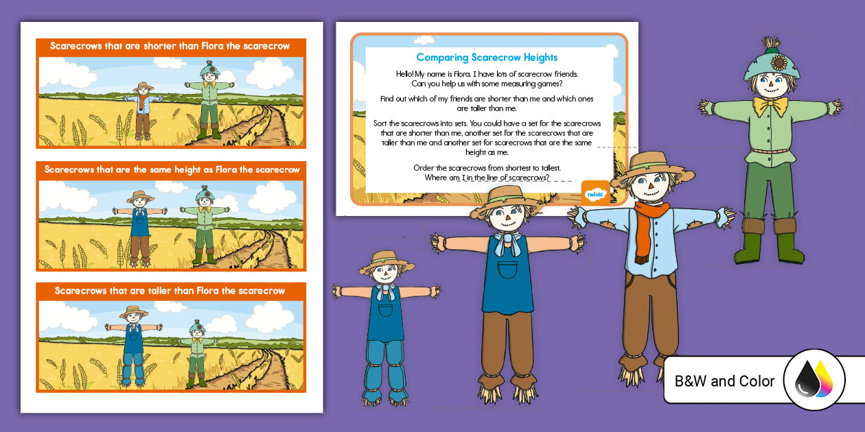 First Grade Comparing Scarecrow Heights Measuring Center