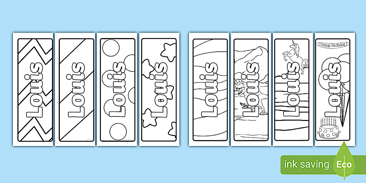 Louis Name Simple Colouring Bookmarks | Twinkl | KS1