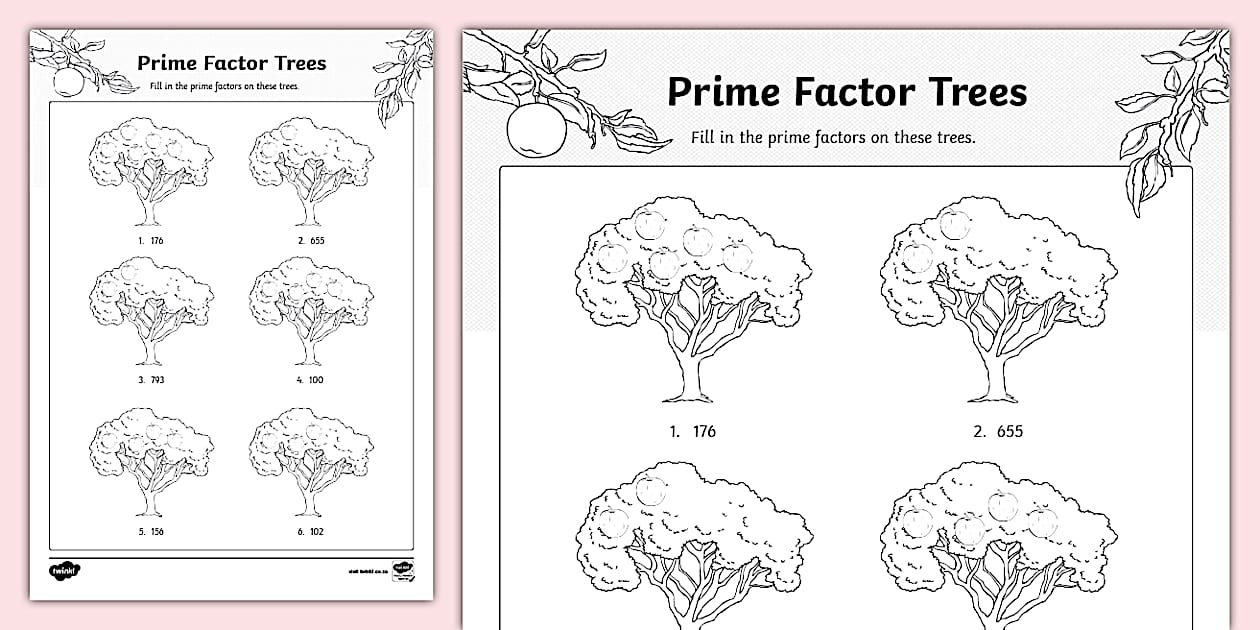 Prime Factor Trees Activity Sheet (Teacher-Made) - Twinkl