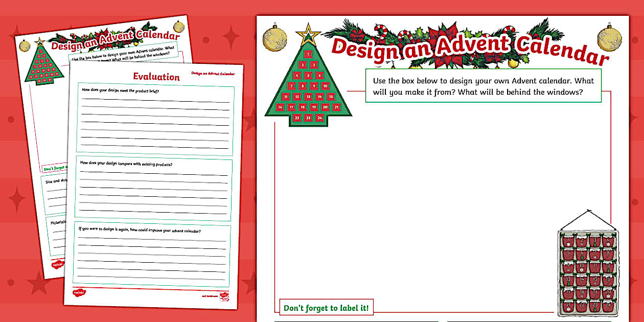 Design an Advent Calendar Worksheet (teacher made) - Twinkl