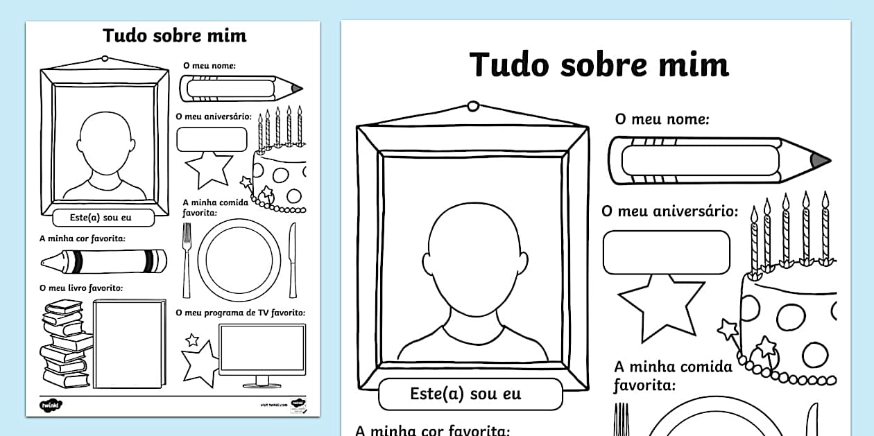 Ficha de atividades "Tudo sobre mim" (teacher made) - Twinkl